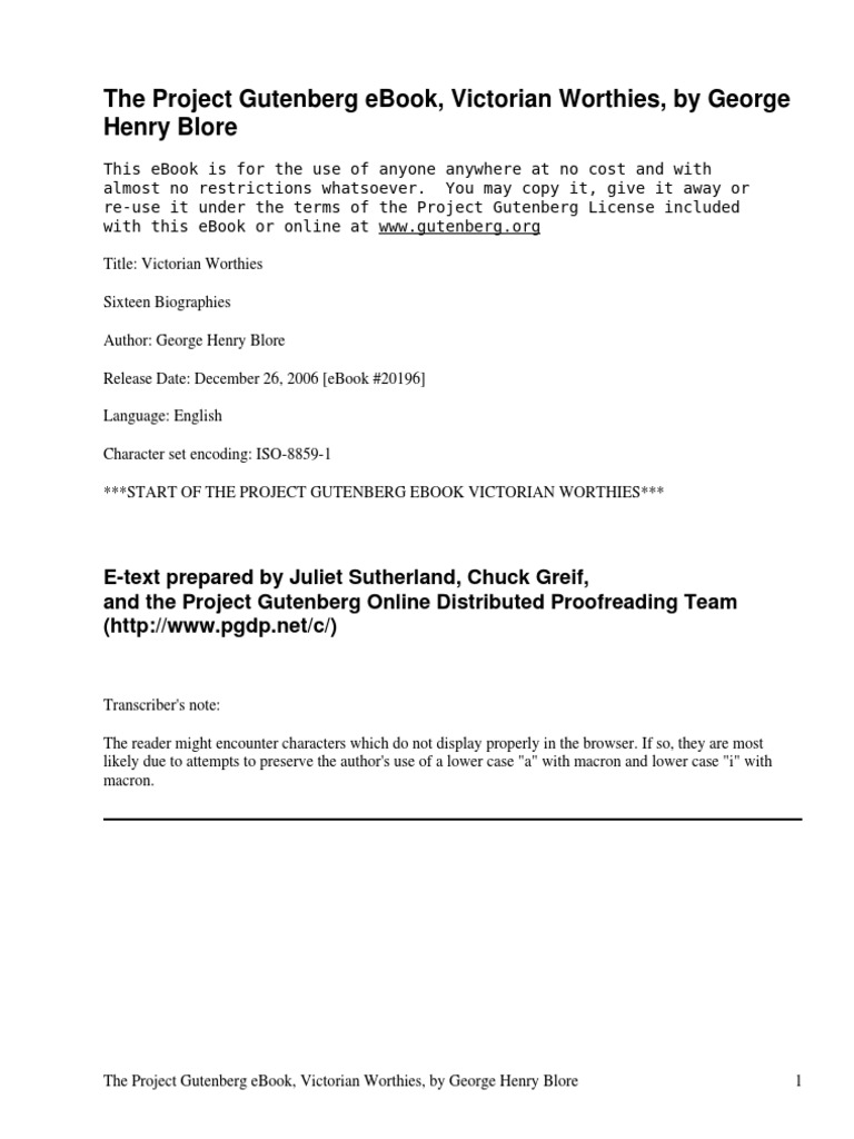 Victorian WorthiesSixteen Biographies by Blore, George Henry, 1870 ...