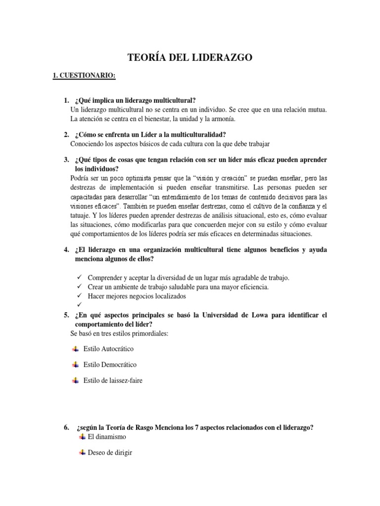 7 Teoria Del Liderazgo | Descargar gratis PDF | Liderazgo | Motivación
