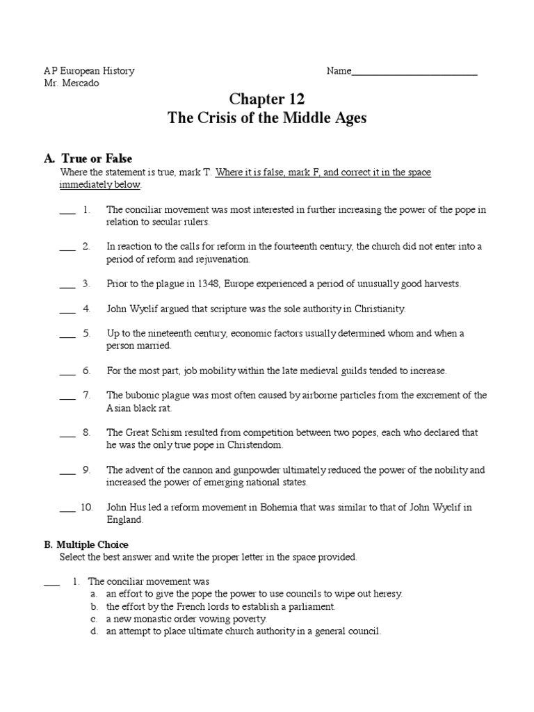 Crisis of the Middle Ages: Chapter 12 | PDF | Middle Ages | Black Death