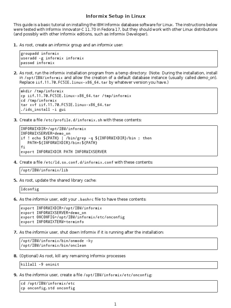 Informix Setup Pdf Data Management Software 4318