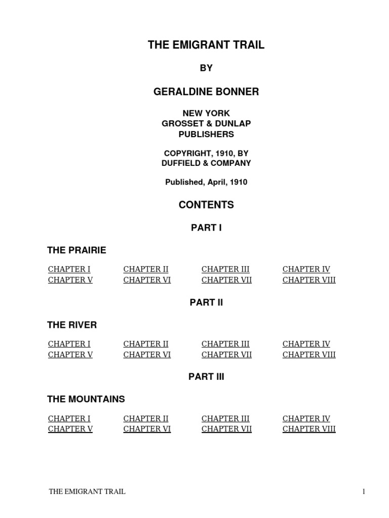 The Emigrant Trail by Bonner, Geraldine, 1870-1930 | PDF | Oregon Trail ...