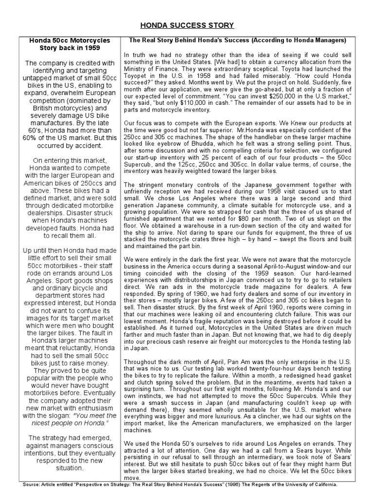 Honda Success Story | PDF | Motorcycle | Honda