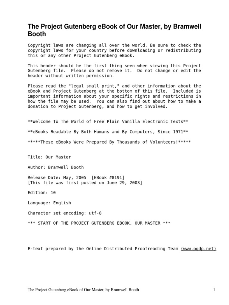 Our MasterThoughts For Salvationists About Their Lord by Booth ...