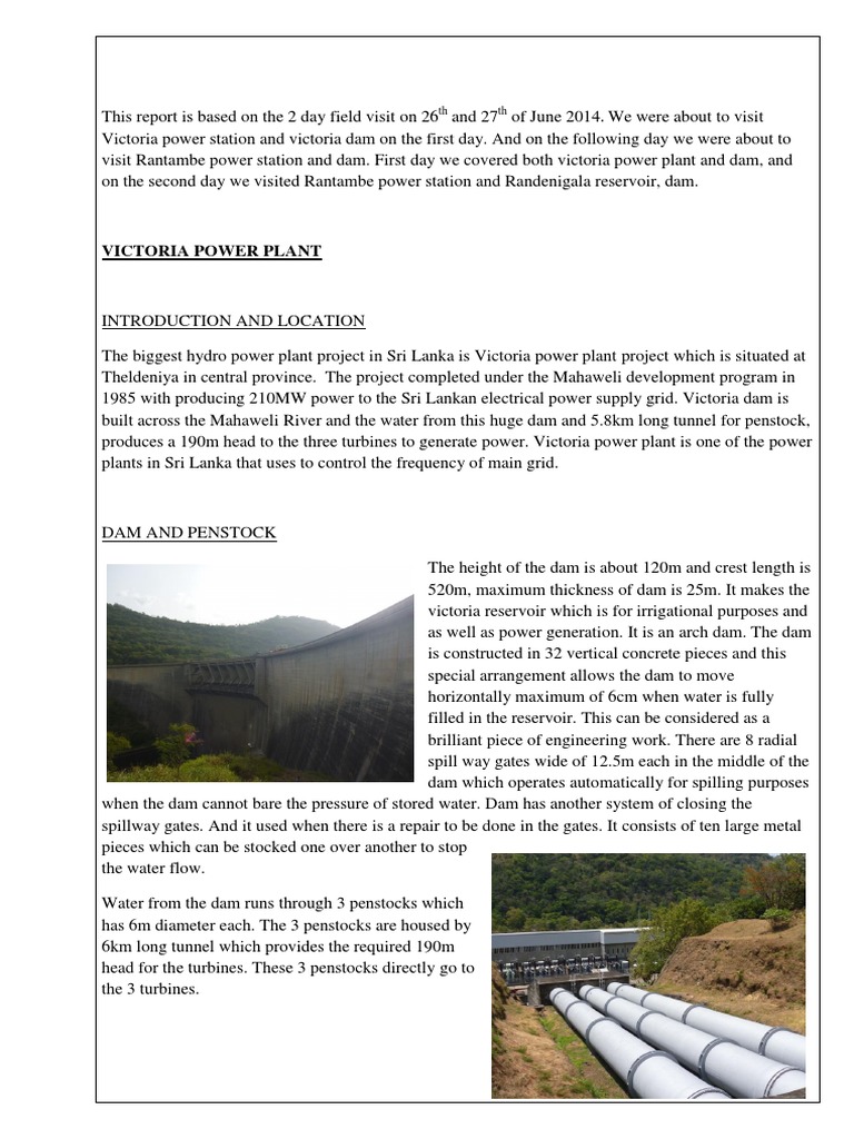 Victoria Power Plant | PDF | Dam | Electric Generator