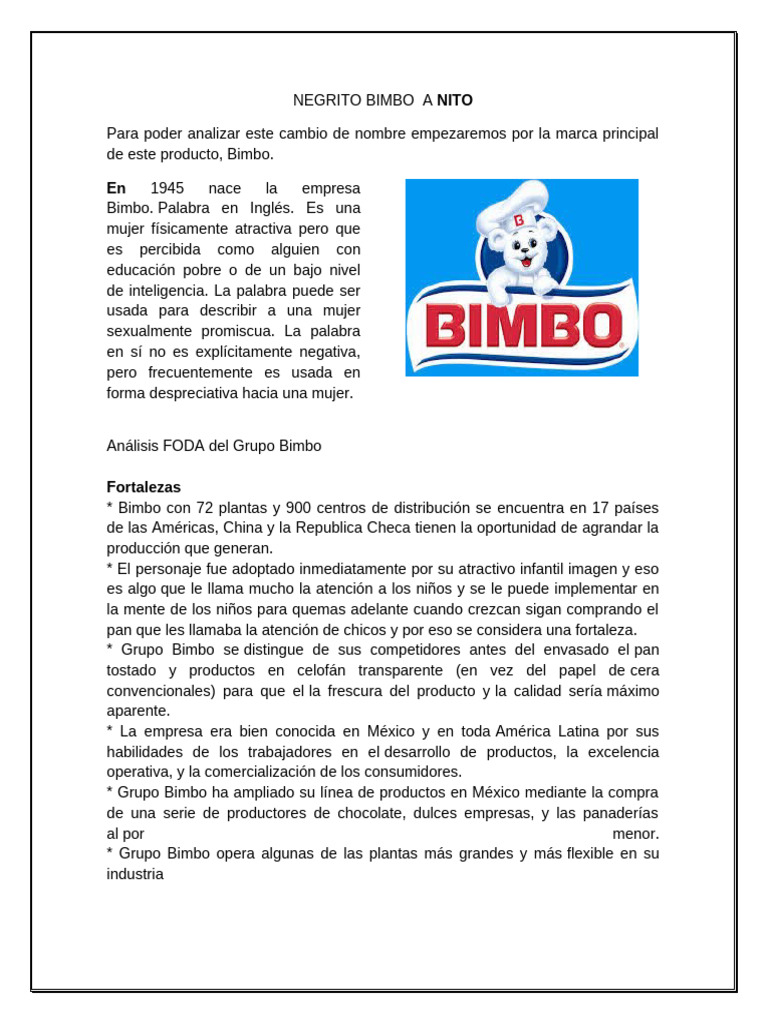 Evolución de Negrito a Nito Bimbo | PDF | México | Marca