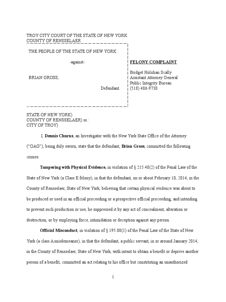 Gross Felony Complaint | PDF | Search Warrant | Felony