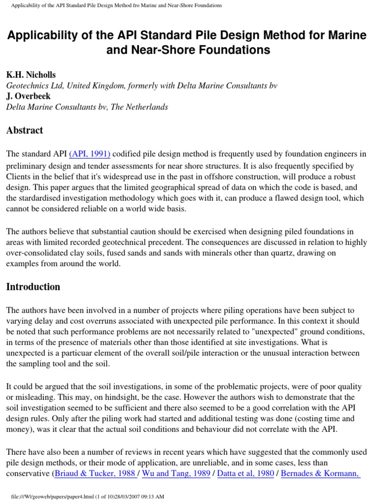 API Pile Design for Marine Foundations | PDF