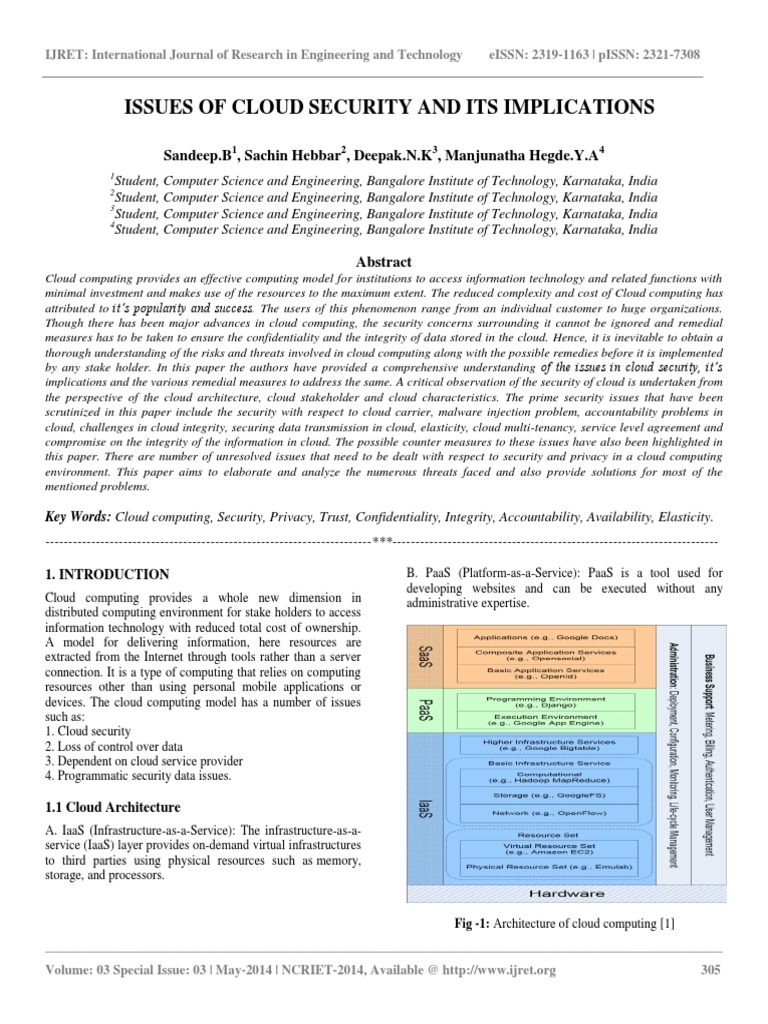 Issues Of Cloud Security And Its Implications Pdf Cloud Computing Transport Layer Security