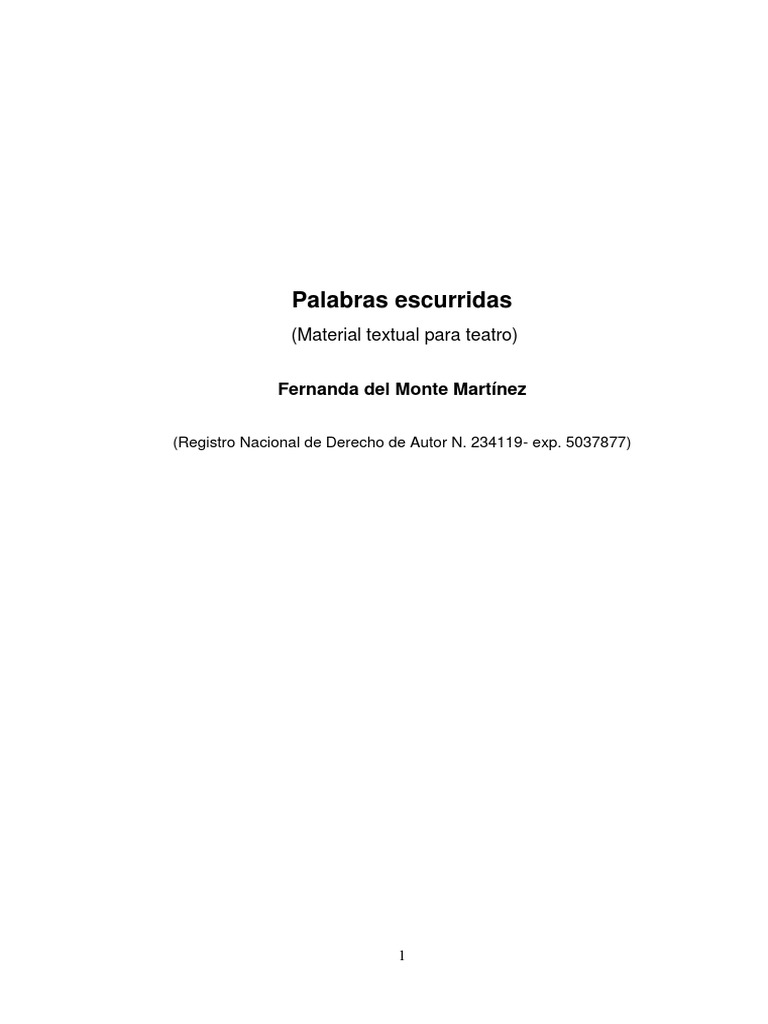 Palabras Escurridas. Fernanda Del Monte | PDF | Cuentos | Amor