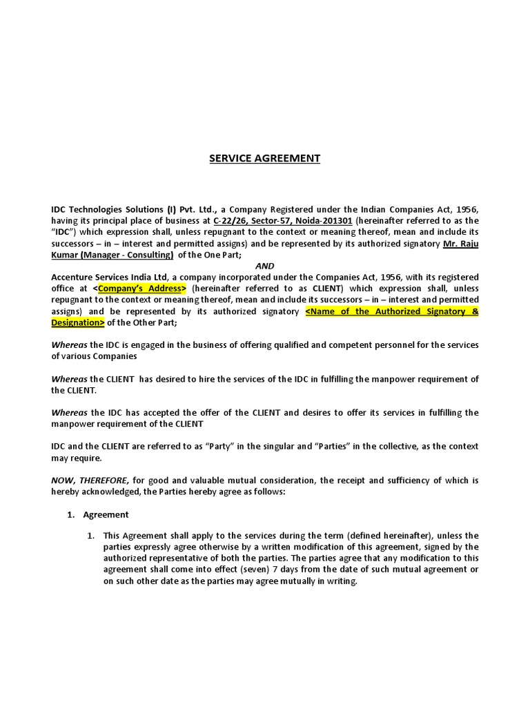 Permanent Staffing Agreement - IDC Technologies | PDF | Invoice ...