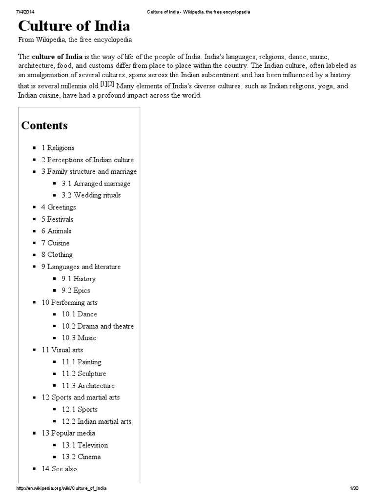 Culture of India - Wikipedia, The Free Encyclopedia | PDF | Sanskrit ...