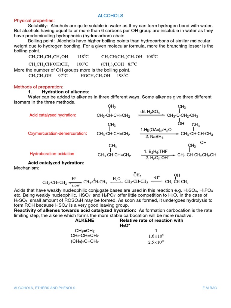 Alcohols, Ethers and Phenols | PDF | Ester | Ether