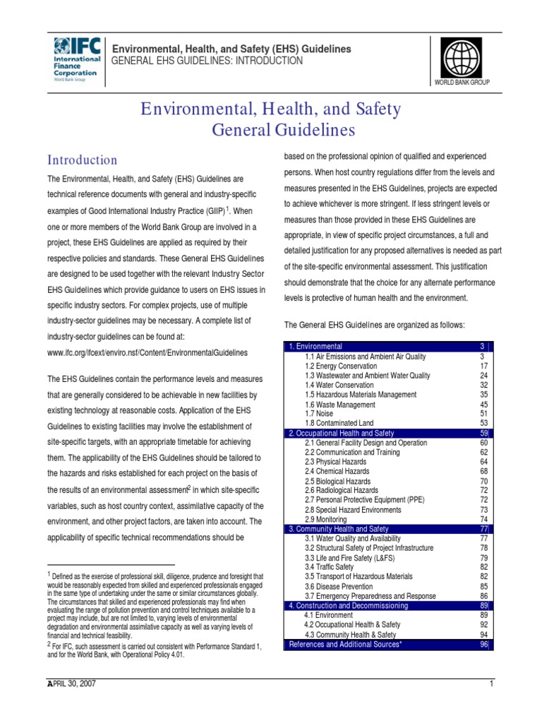 Final - General EHS Guidelines | PDF | Chlorofluorocarbon | Air Pollution
