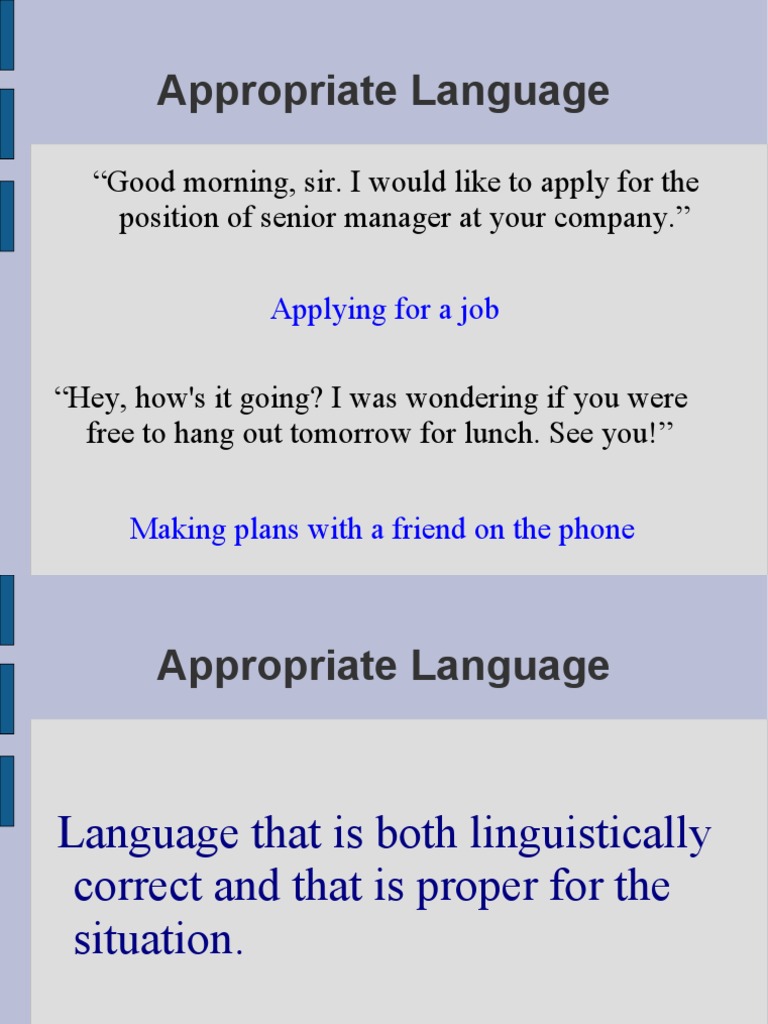 Appropriate Language: "Good Morning, Sir. I Would Like To Apply For The ...