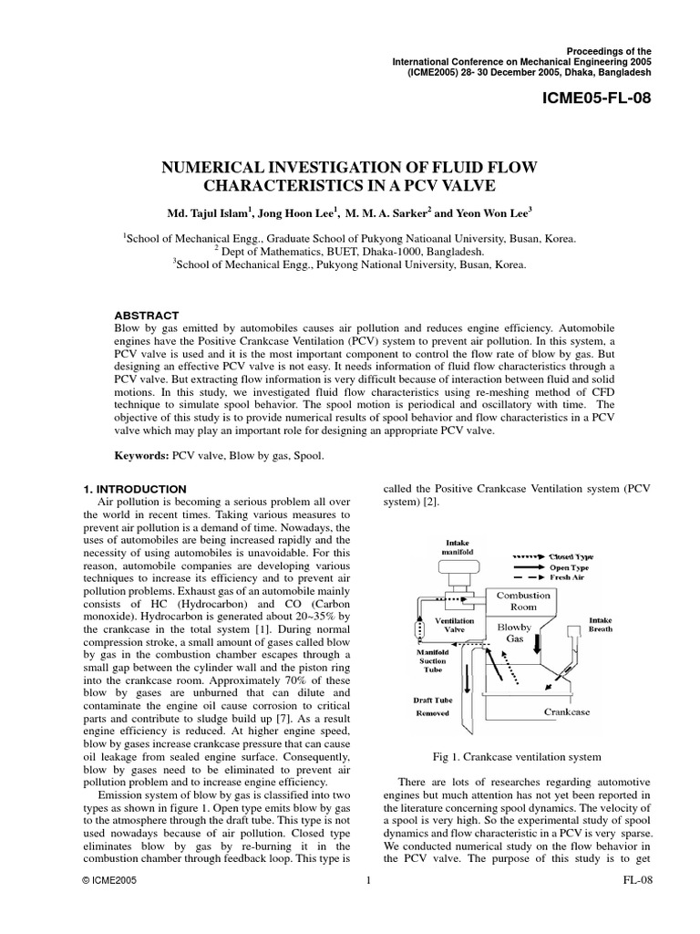 Numerical Simulation of PCV Valve | PDF | Internal Combustion Engine ...