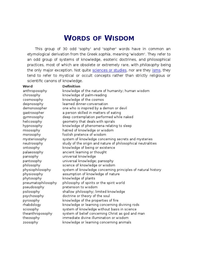 Words of Wisdom | PDF | Sophia (Wisdom) | Wisdom
