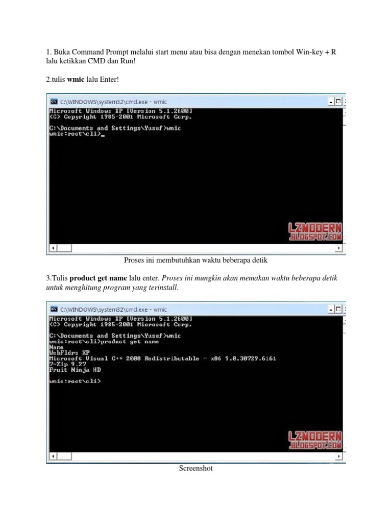 Cara Uninstall Program Melalui Command Prompt | PDF
