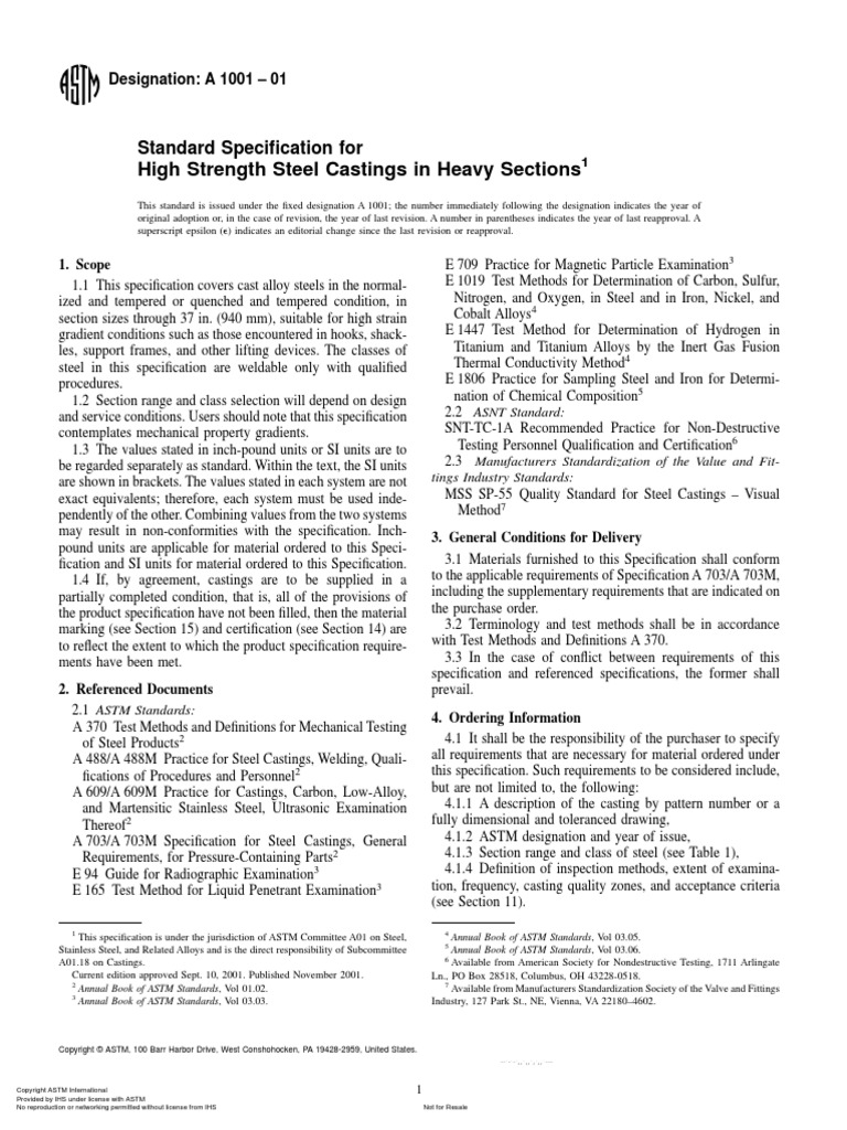 Astm A1001 | PDF | Steel | Metals