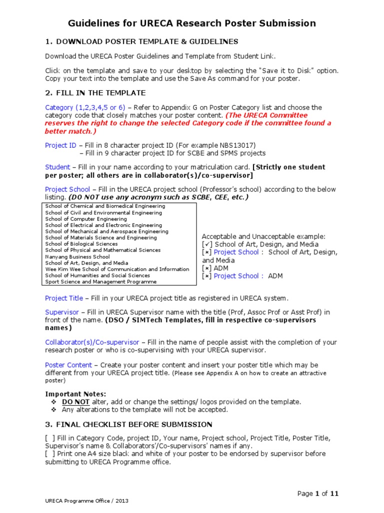 Guidelines For URECA Poster Submission | Download Free PDF ...