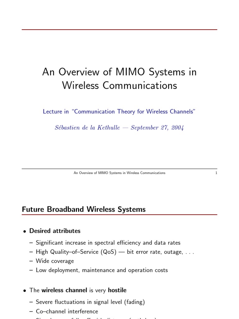 An Overview of MIMO Systems in | PDF