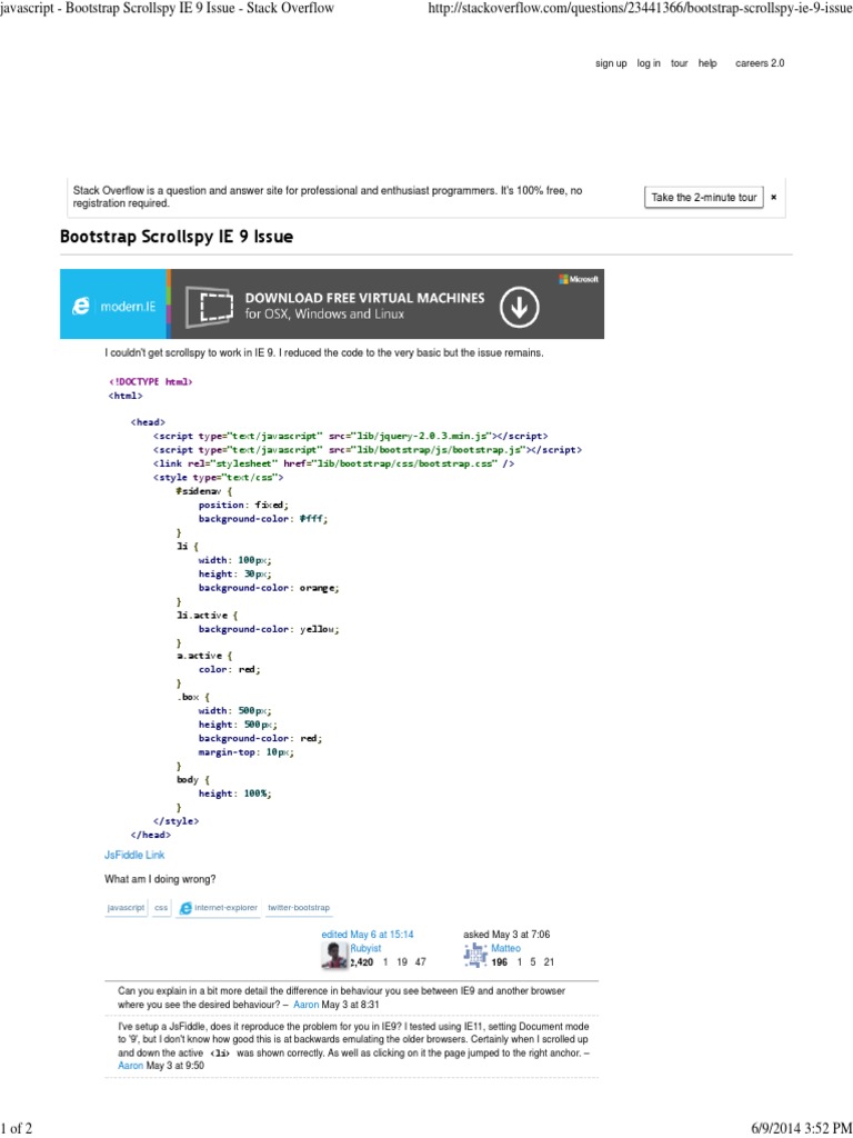 Javascript - Bootstrap Scrollspy IE 9 Issue - Stack Overflow | PDF | Bootstrap (Front End ...