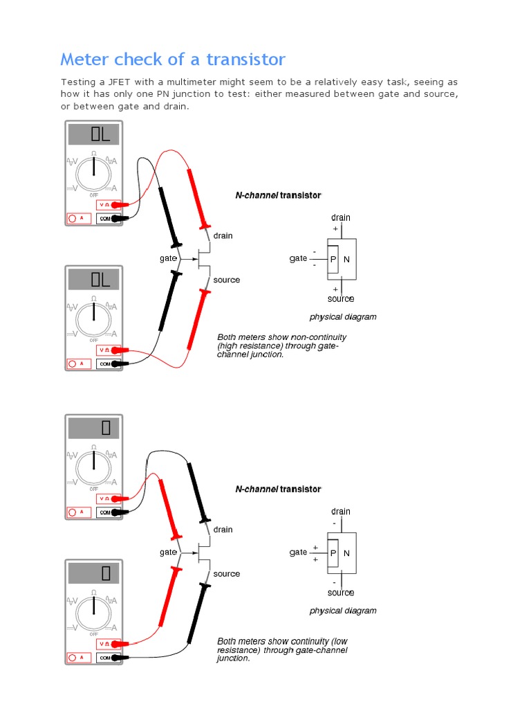 Meter Check of A Transistor - Junction Field-Effect Transistors | PDF ...