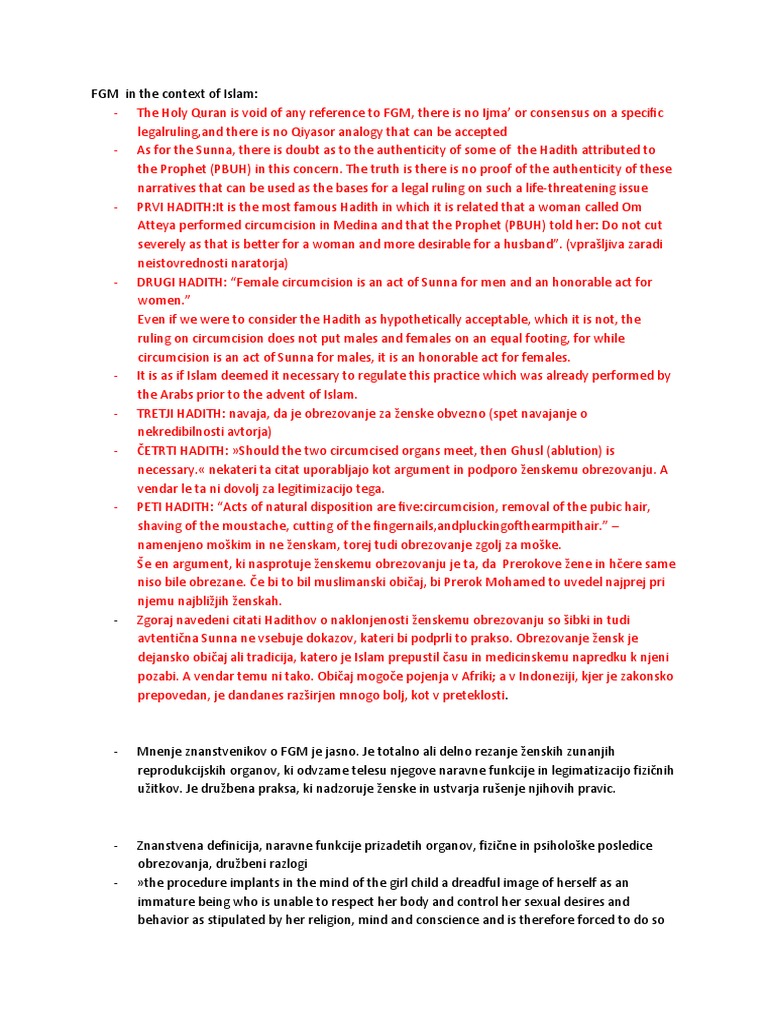 FGM in The Context of Islam | PDF | Female Genital Mutilation | Clitoris