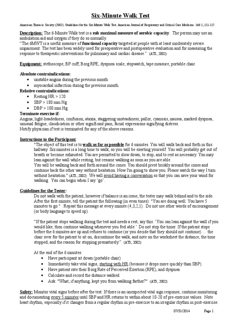 6 Minute Walk Test | PDF | Clinical Medicine | Medicine