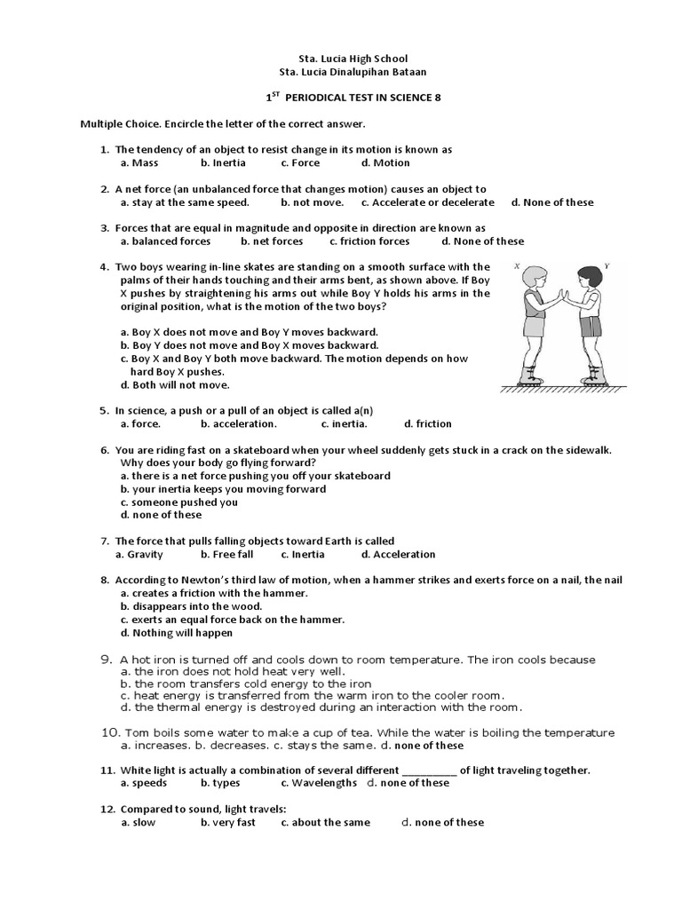Grade 8 Science 1st Quarter Test | PDF | Force | Temperature