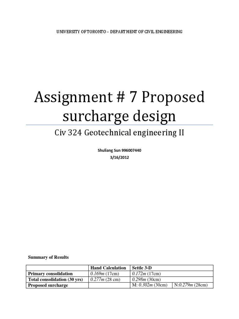 Surcharge Design and Settlement Analysis | PDF | Geotechnical ...
