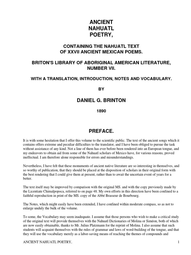 Ancient Nahuatl Poetry | PDF | Metre (Poetry) | Nahuatl