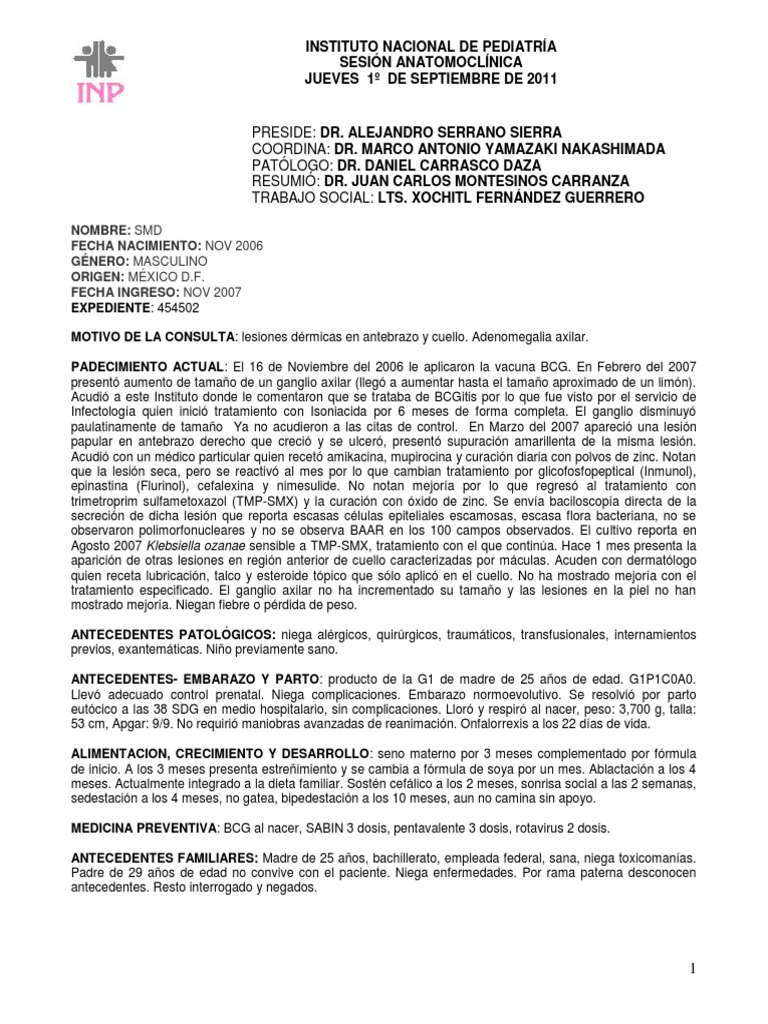 Caso Bcgitis | PDF | Condiciones cutáneas | Neumonía