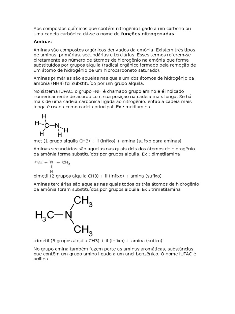 As principais funções nitrogenadas: aminas e amidas | PDF | Amina | Amida
