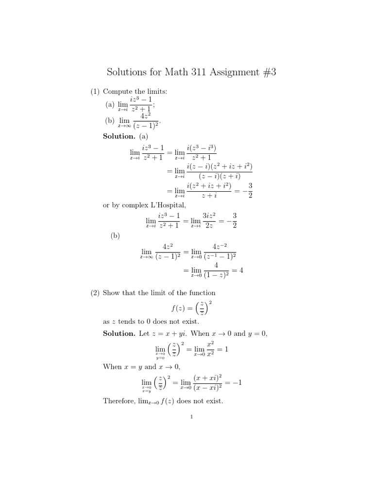 Solutions For Math 311 Assignment #3 | PDF | Trigonometric Functions ...