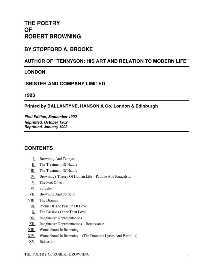 The Poetry OF Robert Browning: by Stopford A. Brooke | PDF | Poetry ...