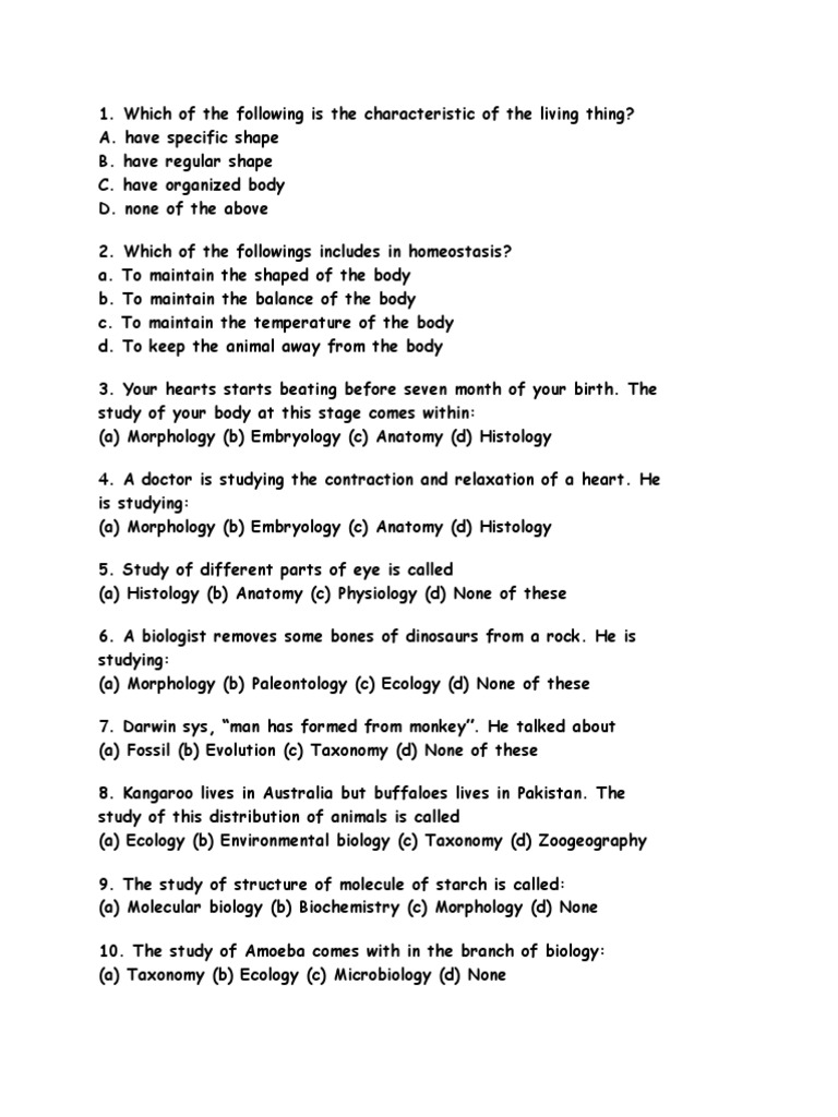 Biology Quiz: Multiple Choice Questions | PDF | Carbon | Predation