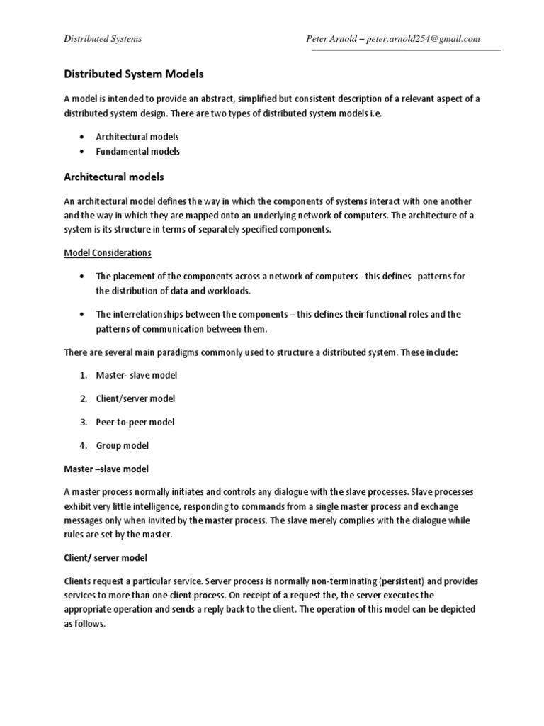 1 2 Distributed System Models Pdf Distributed Computing Client Server Model