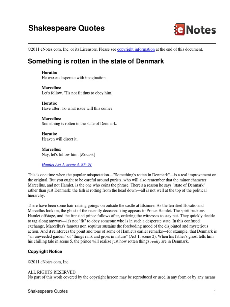 Something Is Rotten in The State of Denmark 538389 | PDF | Classics