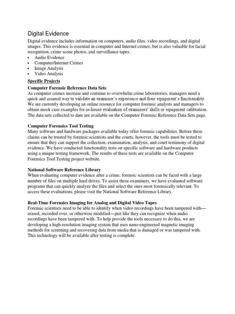 Digital Evidence and Forensic Tools Guide | PDF