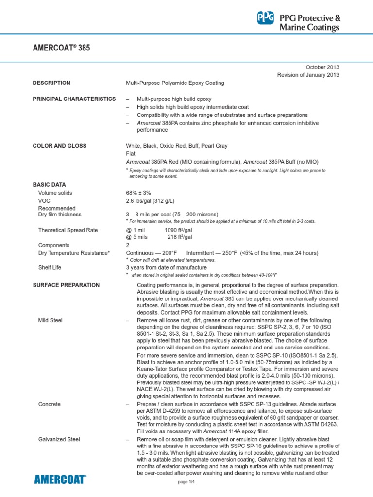 7) PPG Amercoat 385 - Pds - Ai | PDF | Paint | Abrasive