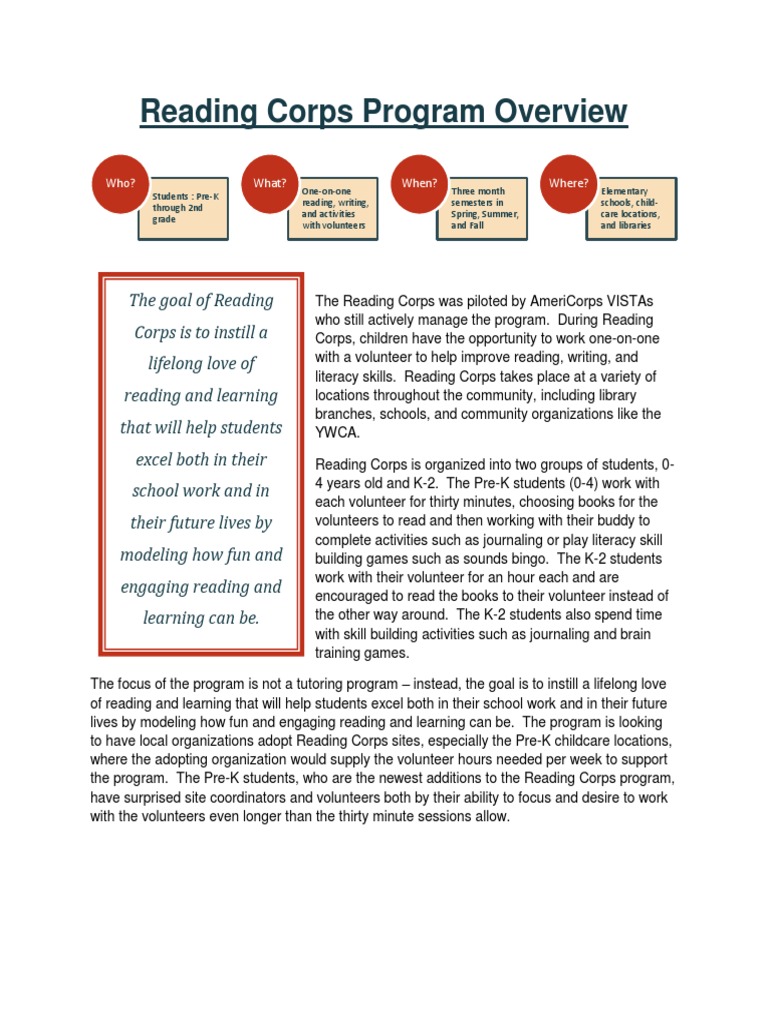 Reading Corps: Boosting Literacy Skills | PDF | Career & Growth