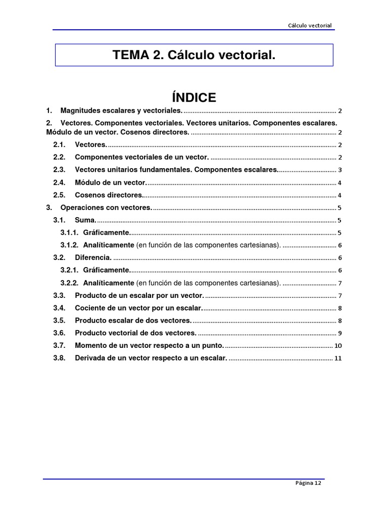 Fundamentos del Cálculo Vectorial | PDF | Escalar (Matemáticas ...