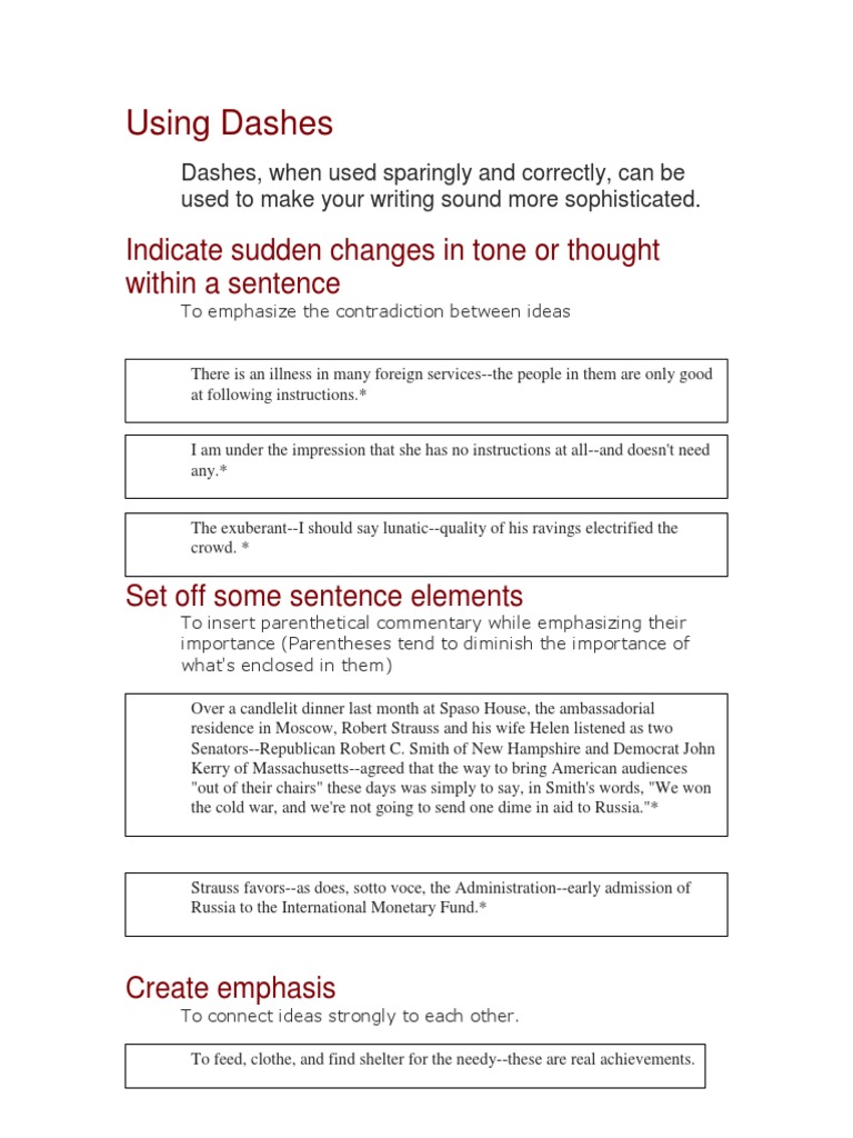 Mastering Dashes in Writing | PDF