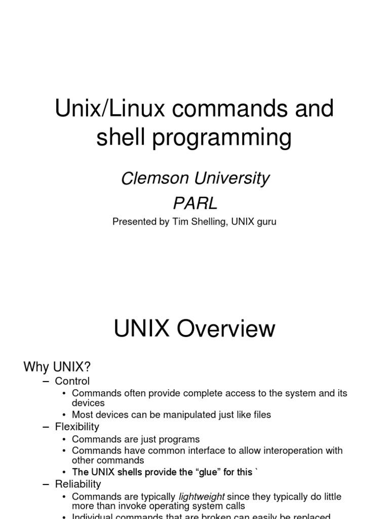 Unixlinux Commands And Shell Programming Clemson University Parl Download Free Pdf Command