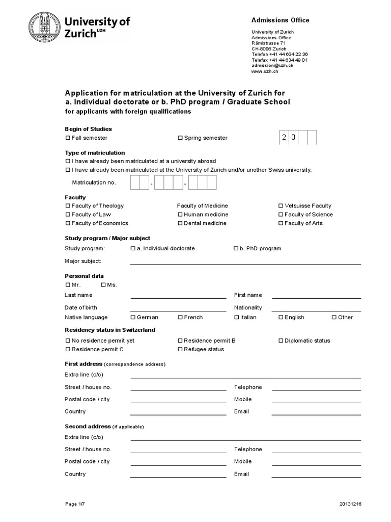 Formular Application DOK 20131216 | PDF | Doctor Of Philosophy ...