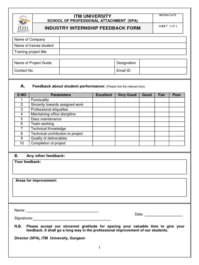 Feedback Summer Internship Updated | PDF
