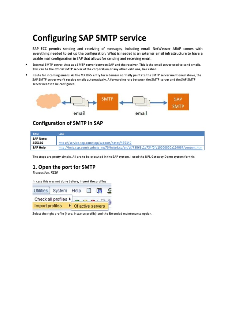 Configuring SAP SMTP Service | PDF | Email Address | Network Service