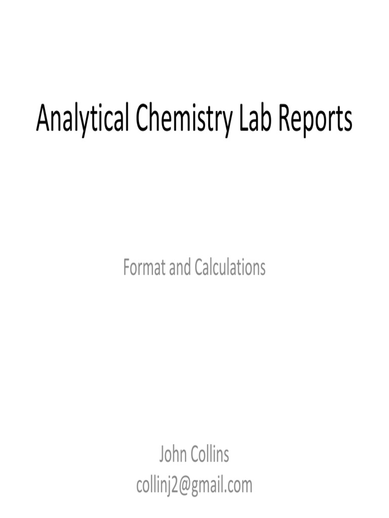 Analytical Chemistry Lab Reports: Format and Calculations | PDF ...