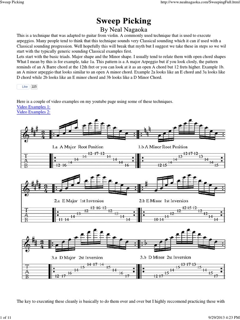 Sweep Picking | PDF | Chord (Music) | Minor Scale
