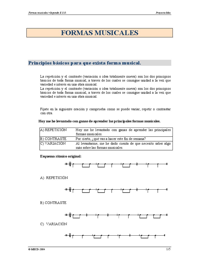 Forma Musical PDF | Descargar gratis PDF | Formas musicales | Ritmo